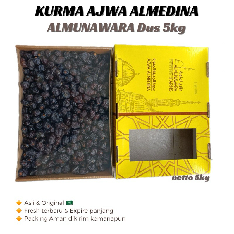 Jual KURMA AJWA ALMEDINA ALMUNAWARA DUS 5KG Premium Medina 5 kg ...