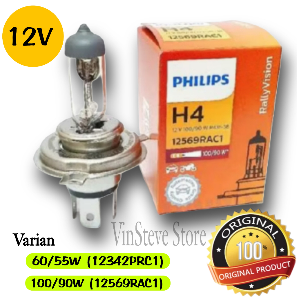 Jual Bohlam Lampu Halogen Philips H4 12V 60/55W & 100/90W Untuk Lampu Besar Mobil atau Motor ...