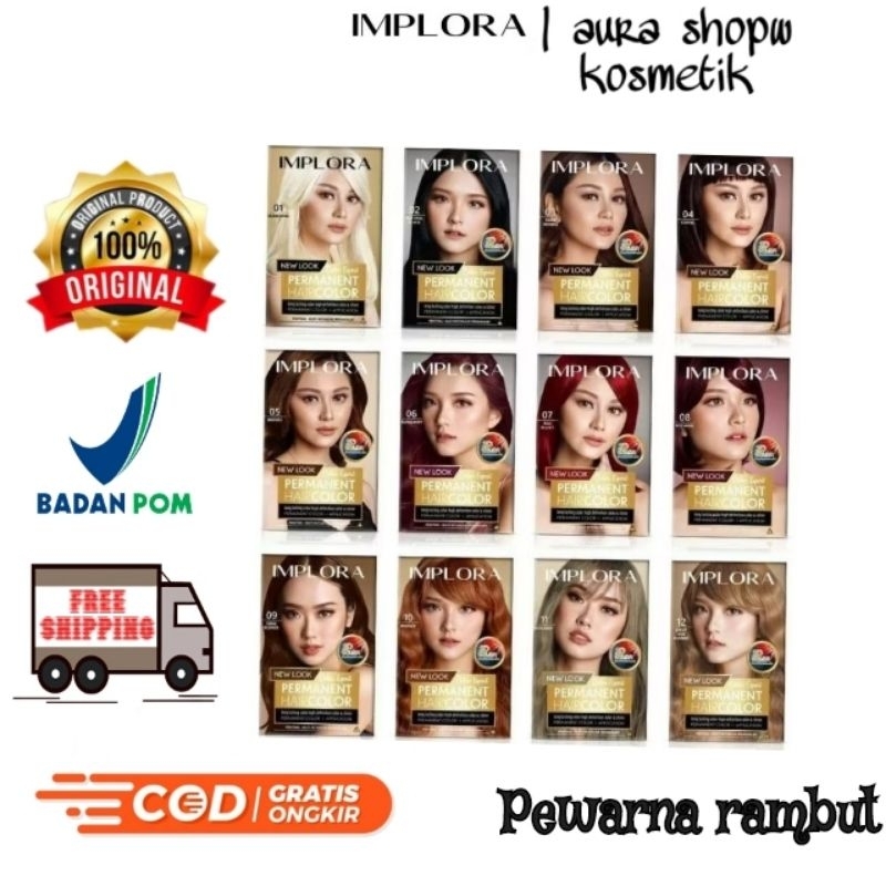 Jual (COD) IMPLORA PERMANENT HAIR COLOR CAT RAMBUT / SEMIR RAMBUT NEW ...