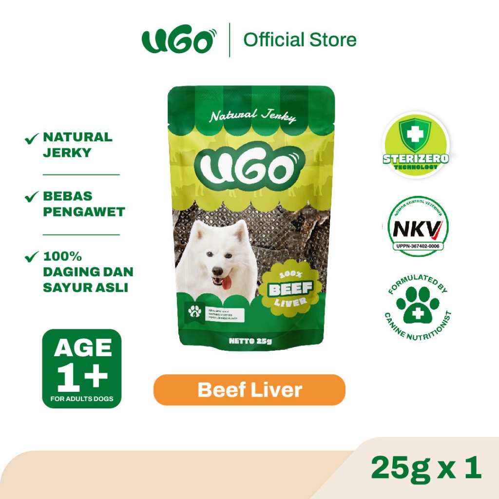Jual UGO Dehydrated Treats - Beef Liver Jerky Snack Anjing - 25 gr | Shopee Indonesia