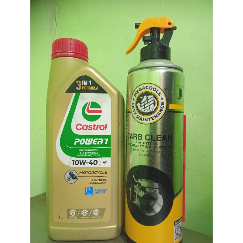 Jual Paket Oli Mesin 10W-40 Castrol 1 Liter dan CARBU CLEAN MEGACLOOS ORIGINAL | Shopee Indonesia