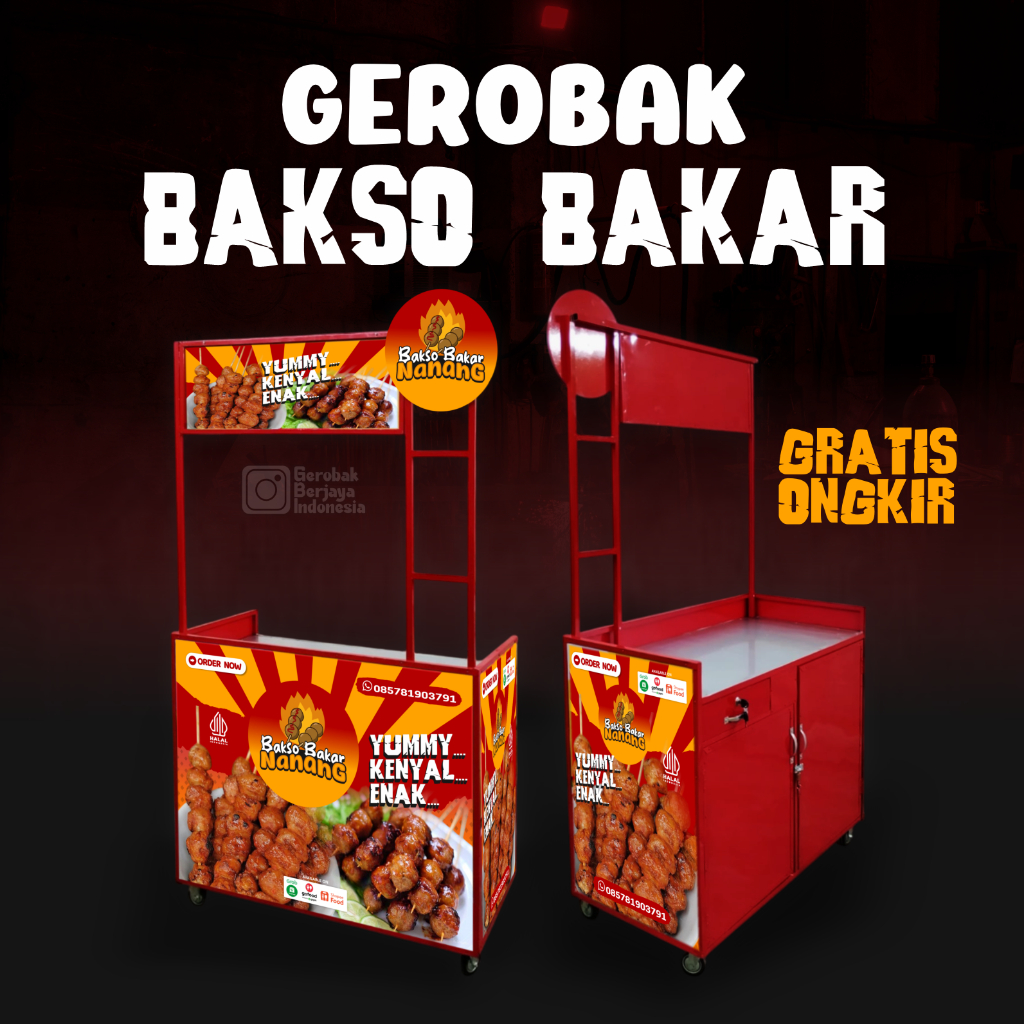 Jual GEROBAK KULINER BOOTH GROBAK ROMBONG BAKSO BAKAR// BAKSO PENTOL ...