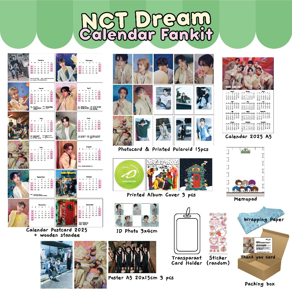 Jual [COOCHA.ID] NCT Dream Calendar Fankit Set 2025 - dapat semua items ...