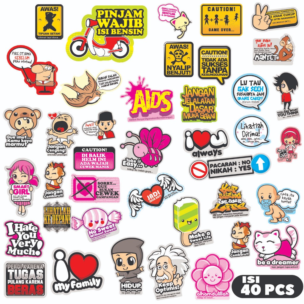 Jual STIKER ISI 40 TUMBLR FASHION LUCU Motivasi STICKER UNTUK LAPTOP HP ...