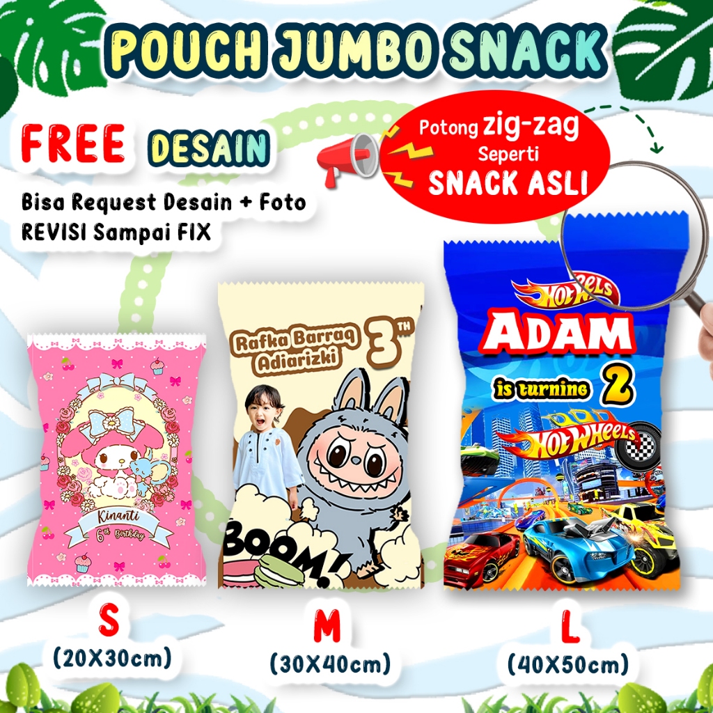 Jual POUCH JUMBO SNACK GIANT SNACK ULANG TAHUN FREE DESAIN | Shopee ...