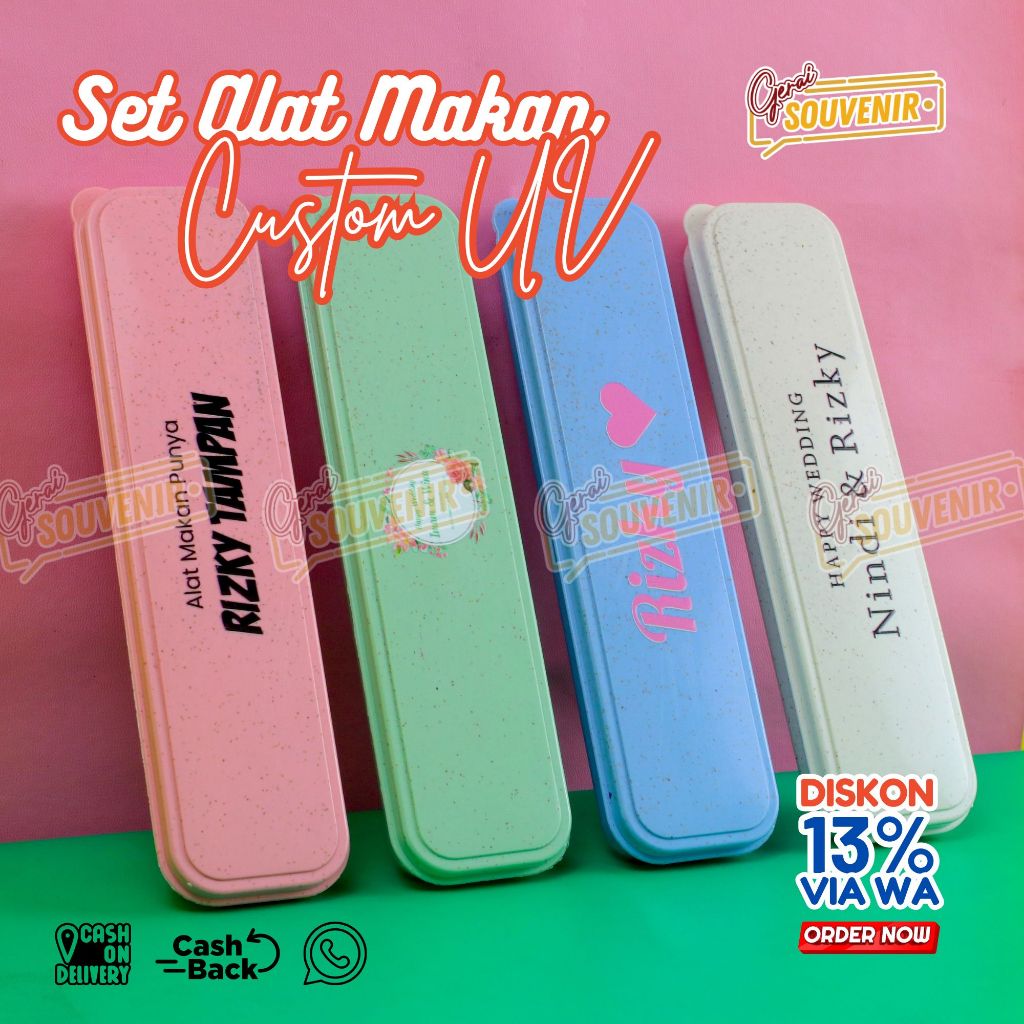 Jual Set Alat Makan Sendok Garpu Sumpit Portable Custom Print UV ...