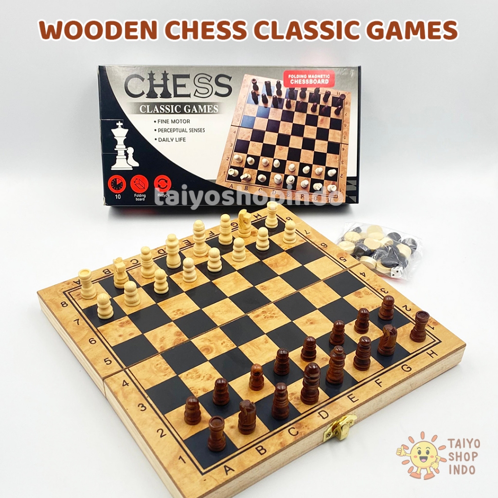 Jual TAIYO Wooden Chess Classic Games Chessboard Storage Catur Game ...