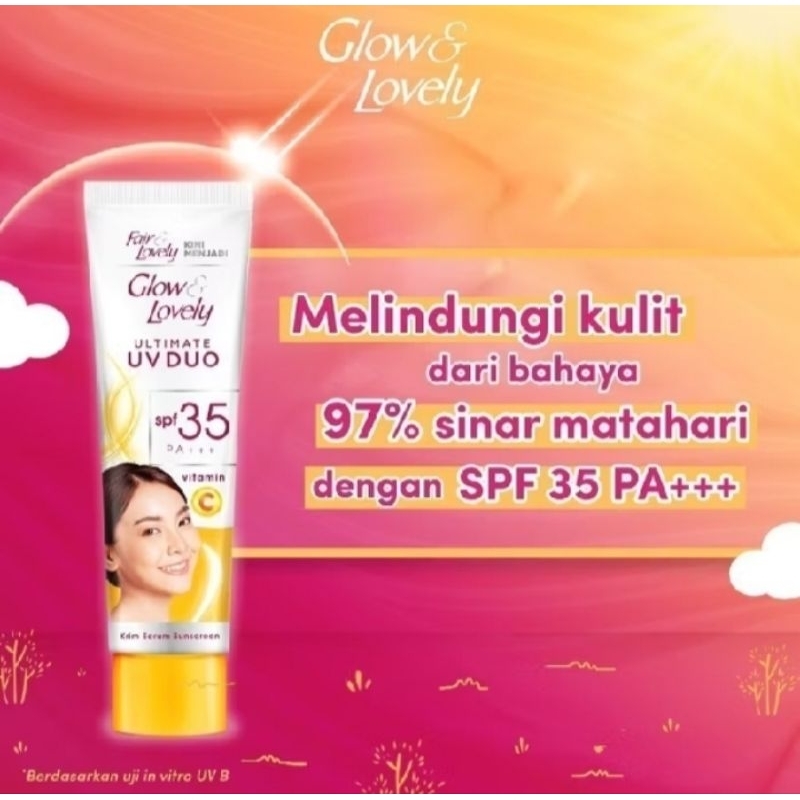 Jual Glow & Lovely Ultimate Sunscreen UV Duo Krim Vitamin C Spf 35 pa++ 20g | Shopee Indonesia