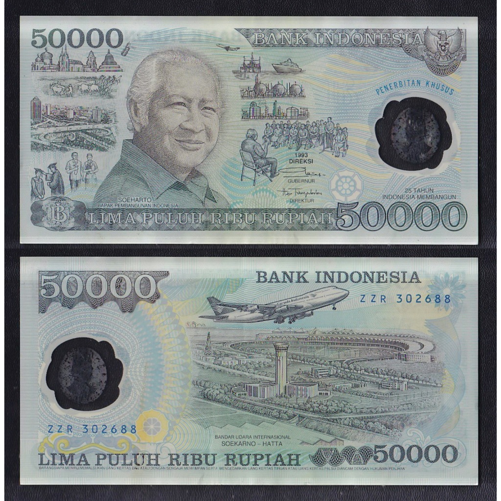 Jual Uang kuno polymer 50000 rupiah tahun 1993 Suharto | Shopee Indonesia