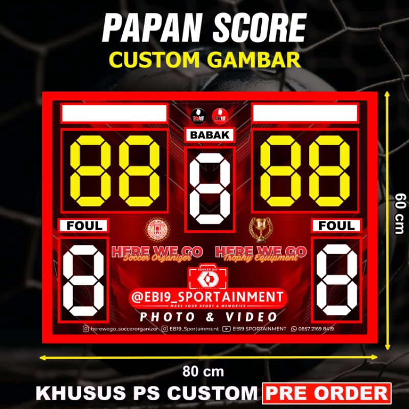 Jual Papan Score Futsal / Mini Soccer / Bola / Voli / Basket – Custom Gambar, Ukuran 80x60cm ...