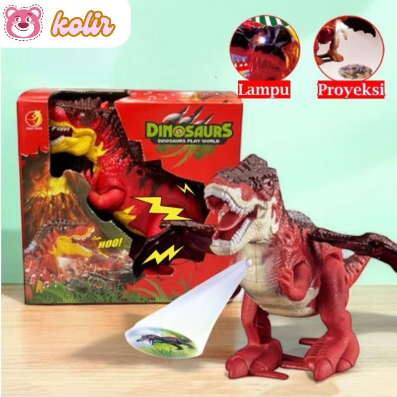 Jual Mainan Robot Dinosaurus Proyeksi Bercahaya Berjalan Listrik ...