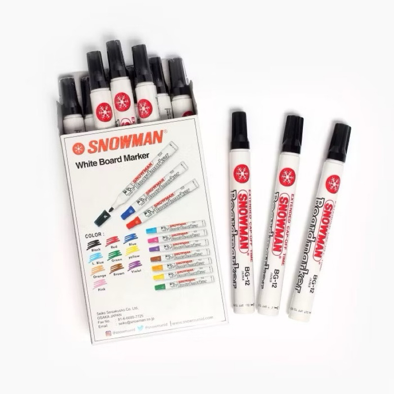 Jual { ECERAN } Spidol SNOWMAN Whiteboard BG - 12 Non Permanen DAN ...