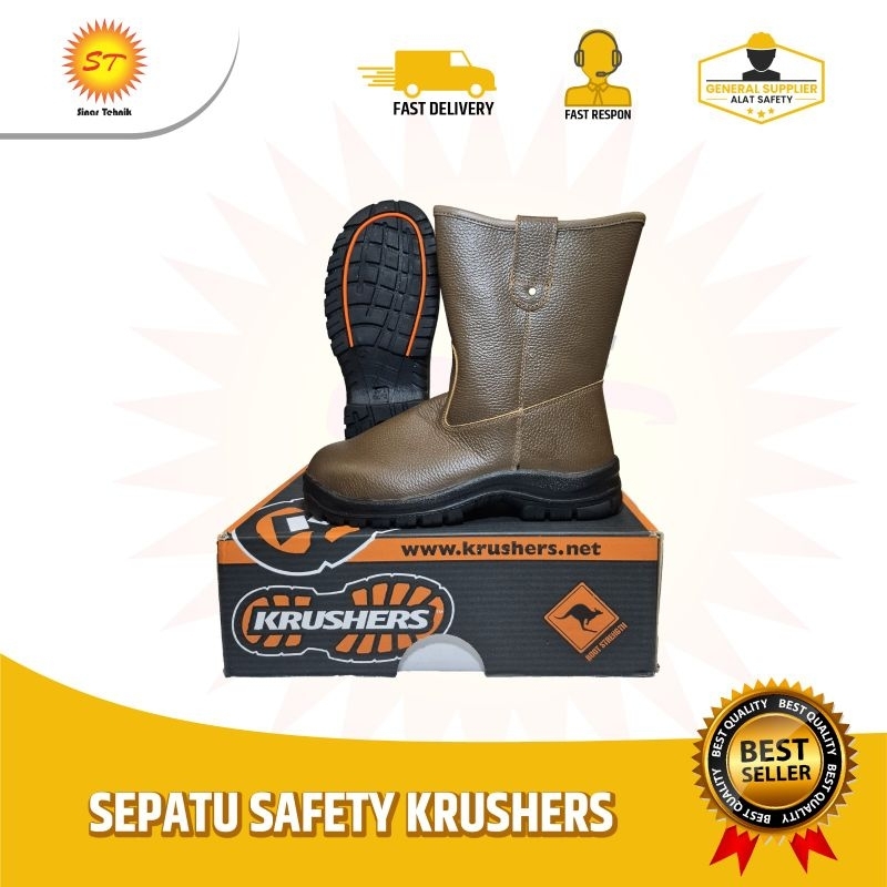 Jual Sepatu Safety Krusher Texas Brown Original | Shopee Indonesia