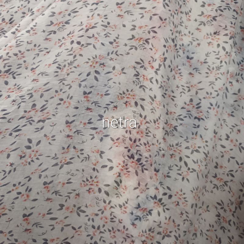 Jual kain katun motif-katun silky motif bunga-bahan sutra lembut/halus ...