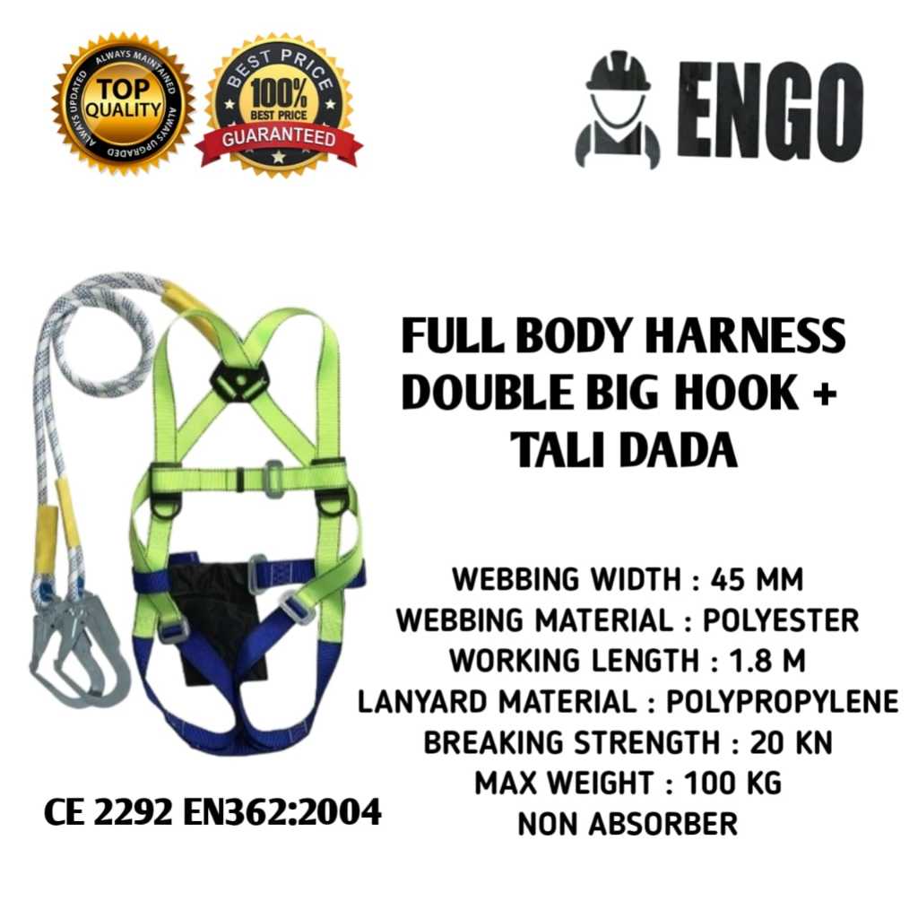 Jual Full body harness double hook non absorber Full body harness ...