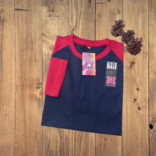 Jual kaos raglan biru nevi lengan merah katun kombet 24s premium tebal ...