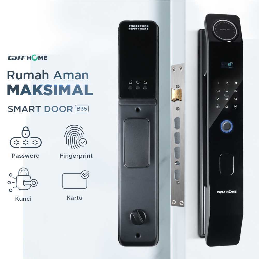 Jual TaffHOME Smart Door Lock Fingerprint Password Card Cryptography Alarm - B35 | Shopee Indonesia