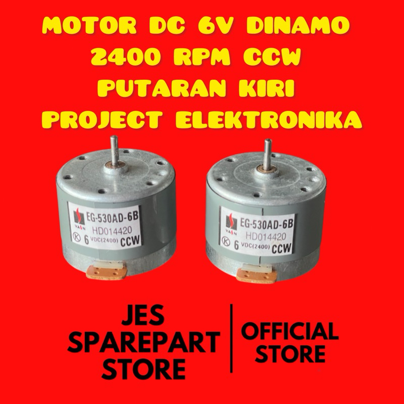 Jual MOTOR DC 6V 9V DINAMO 2400 RPM CCW PUTARAN KIRI PROJECT ...