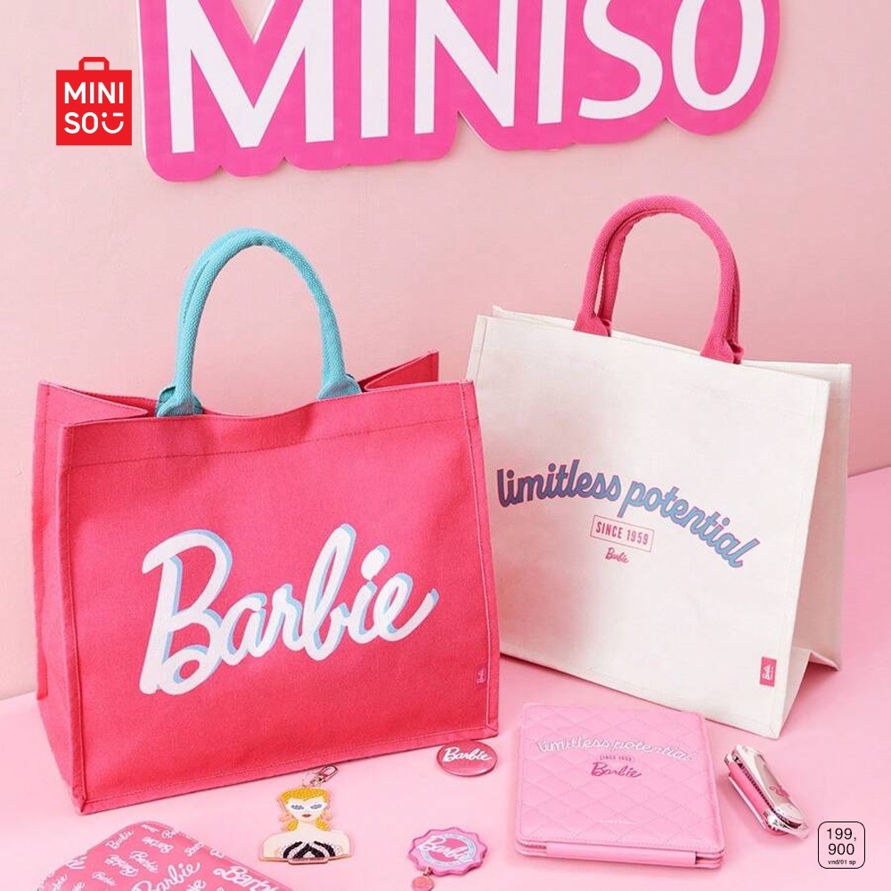 Jual Miniso X Barbie Sun Shine Seri Tas Tote Women's Bag | Shopee Indonesia