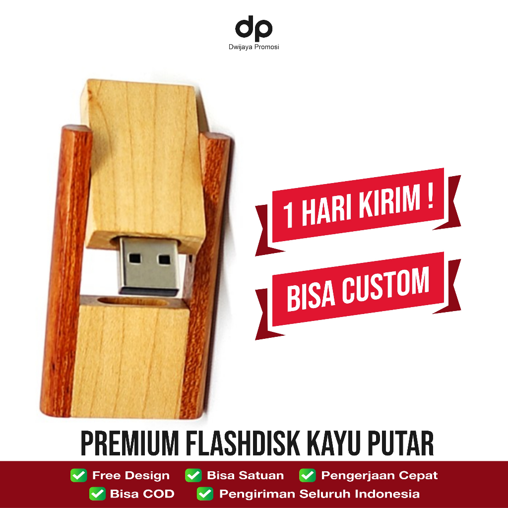 Jual Flashdisk USB Kayu Putar 4GB 8GB 16GB 32GB Real Capacity Custom ...