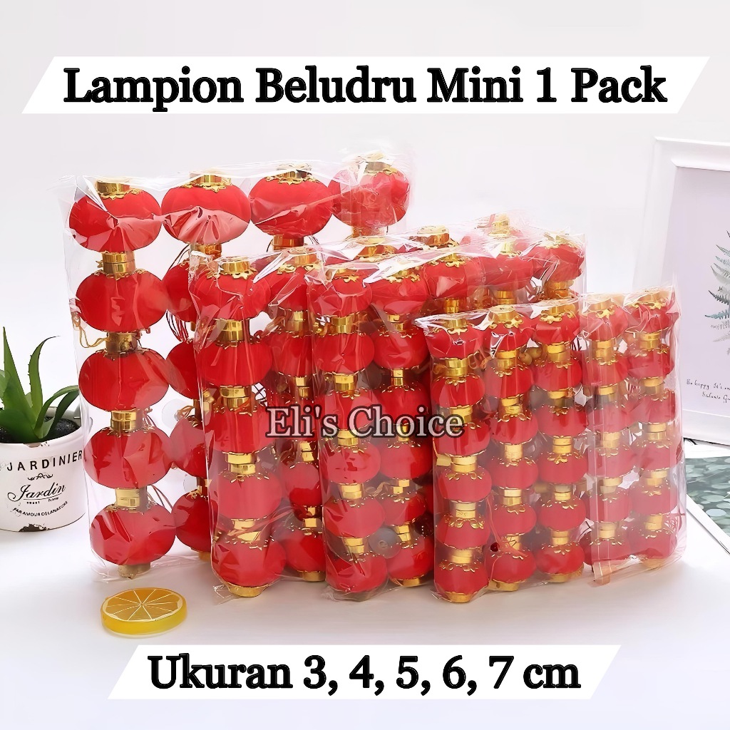 Jual GROSIR Lampion Mini Bahan Beludru Warna Merah 1 Pack Ukuran 3 4 5 ...