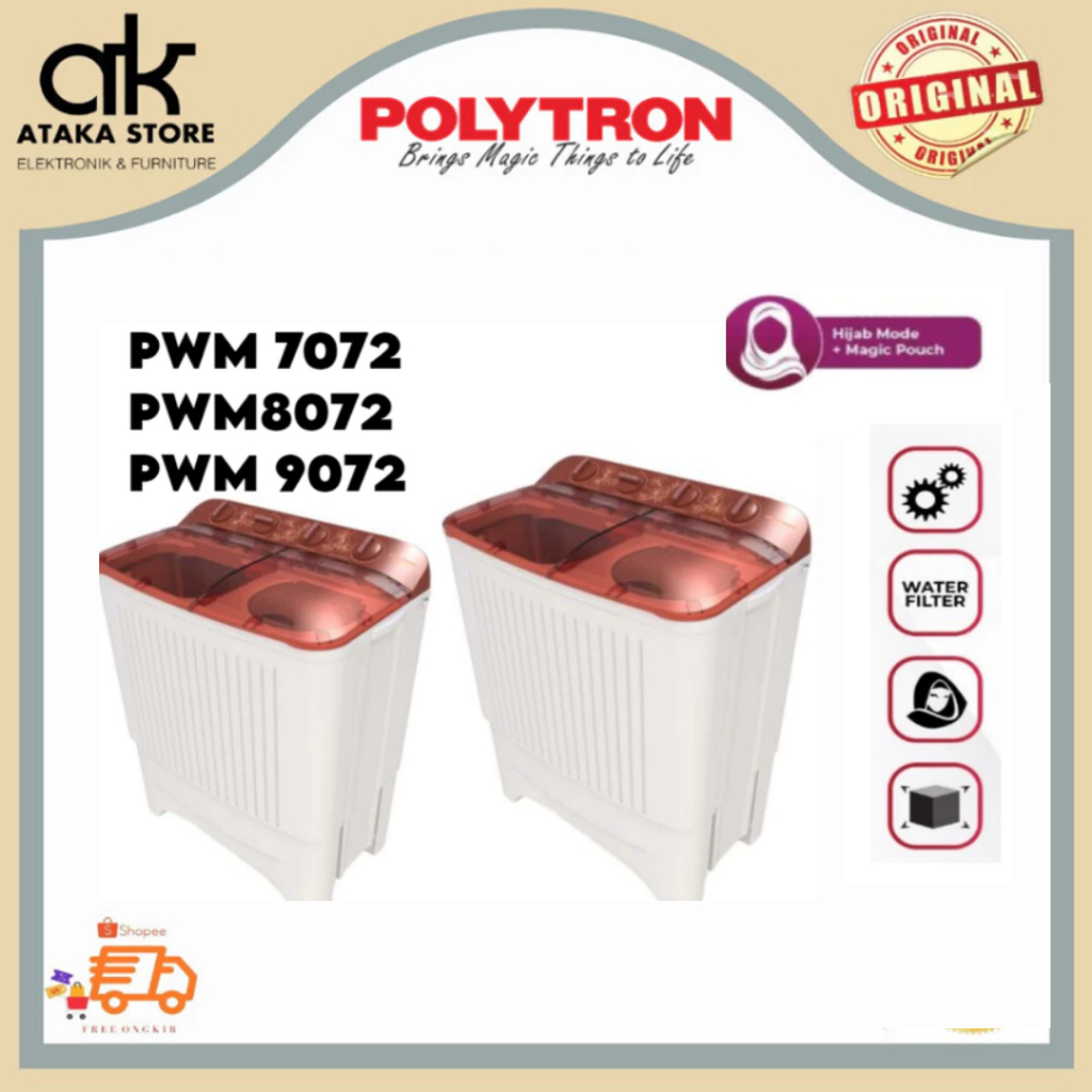 Jual MESIN CUCI POLYTRON 2 TABUNG PWM-7072/8072.9072 TUTUP TRANSPARAN ...