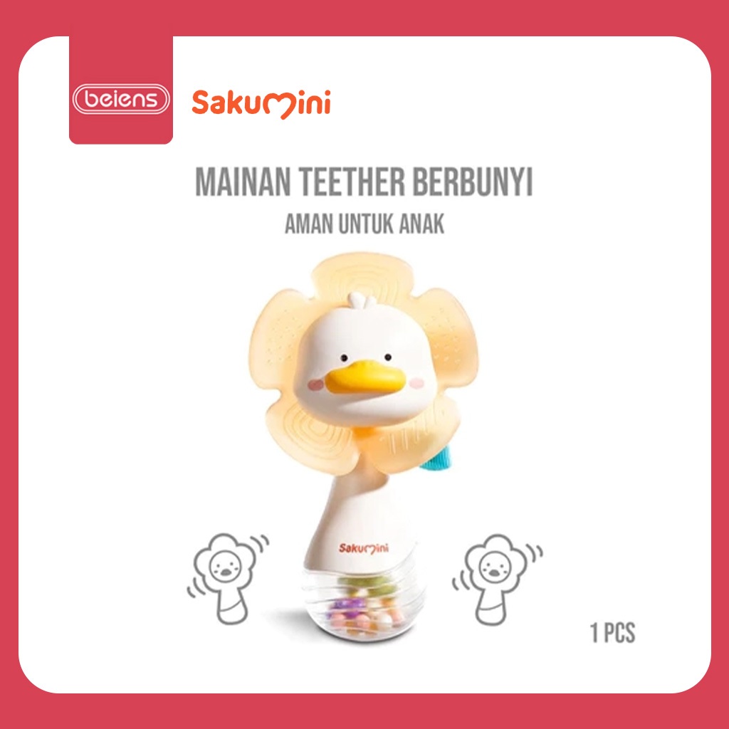 Jual Beiens X Sakumini 2in1 Teether Mainan Anak Bayi Kerincingan Rattle ...