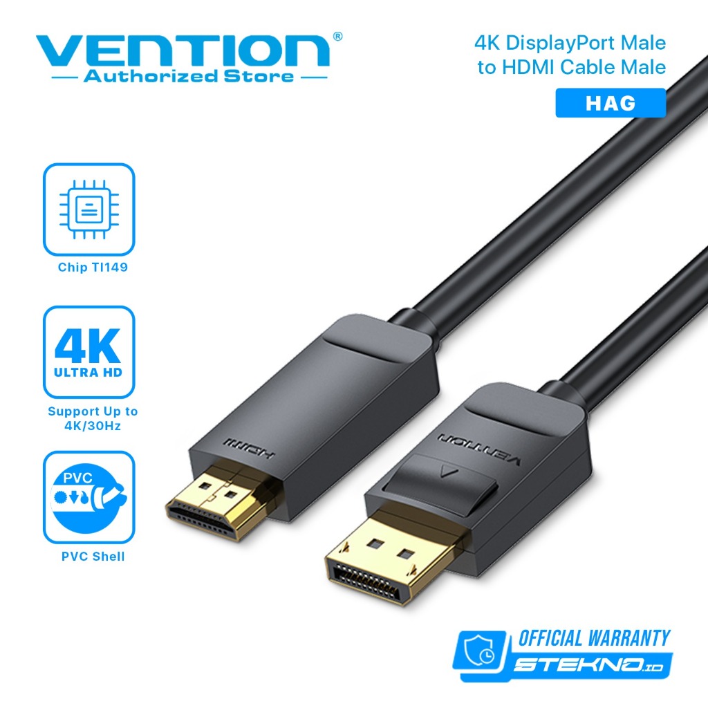 Jual Vention Kabel DisplayPort DP to HDMI 4K 30Hz Converter Cable HAG | Shopee Indonesia