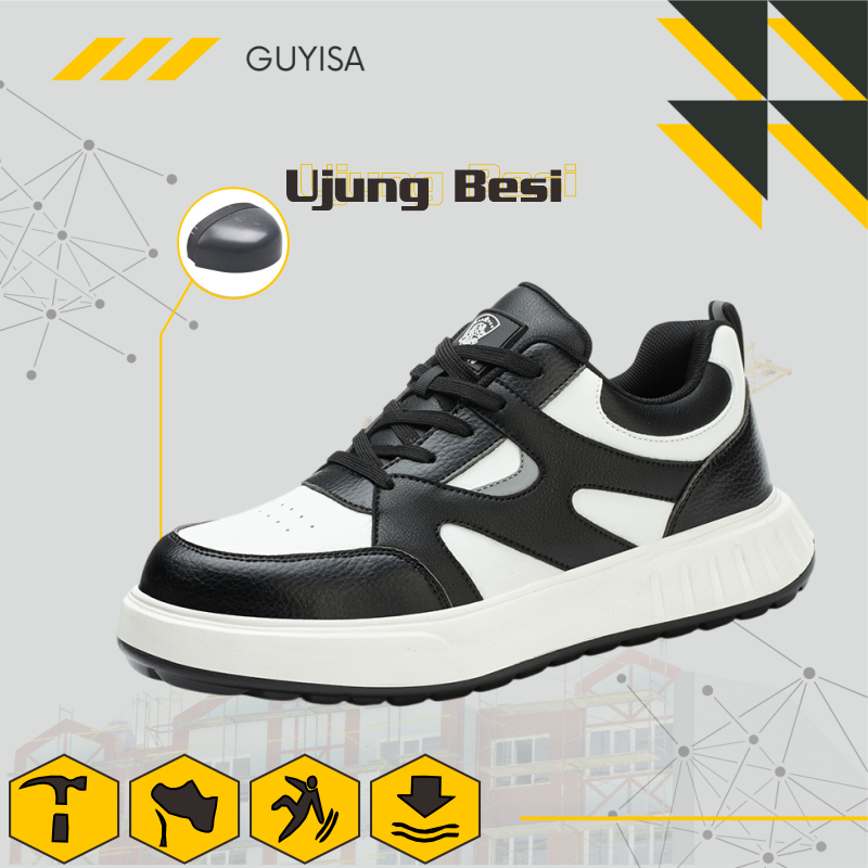 Jual Sepatu Sneakers Safety Sport Porpoise Black and White | Sepatu ...
