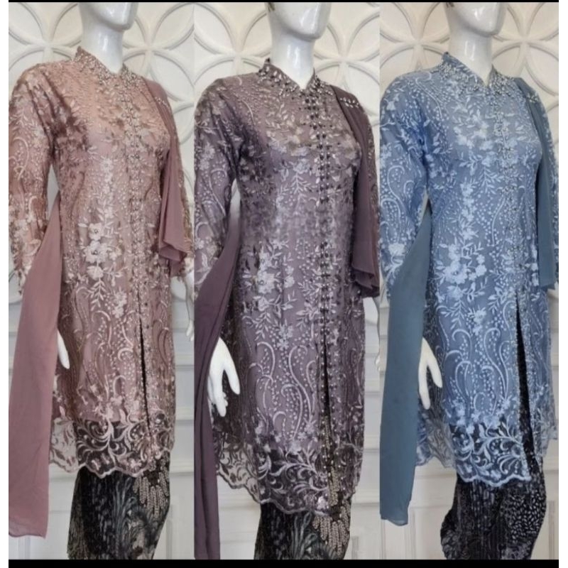 Jual tunik tiile payet Kebaya Tunik Selendang Qintani kebaya pesta ...