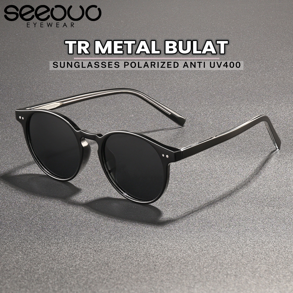 Jual Seeouo Sunglasses Kacamata Model Bulat Kekinian Style Frame Pria dan Wanita TR90+Metal Anti ...