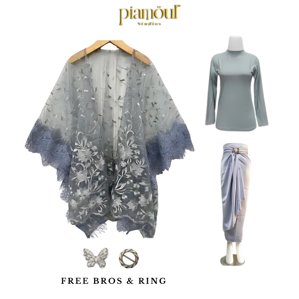 Jual PIAMOUR Kebaya Modern Oneset Cardigan Series Brokat Hijab Set Rok ...