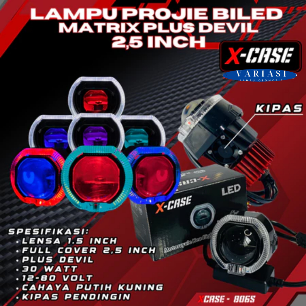 Jual LAMPU PROJIE BILED MATRIX X1 2.5 INCH BODY HITAM PLUS KIPAS ...