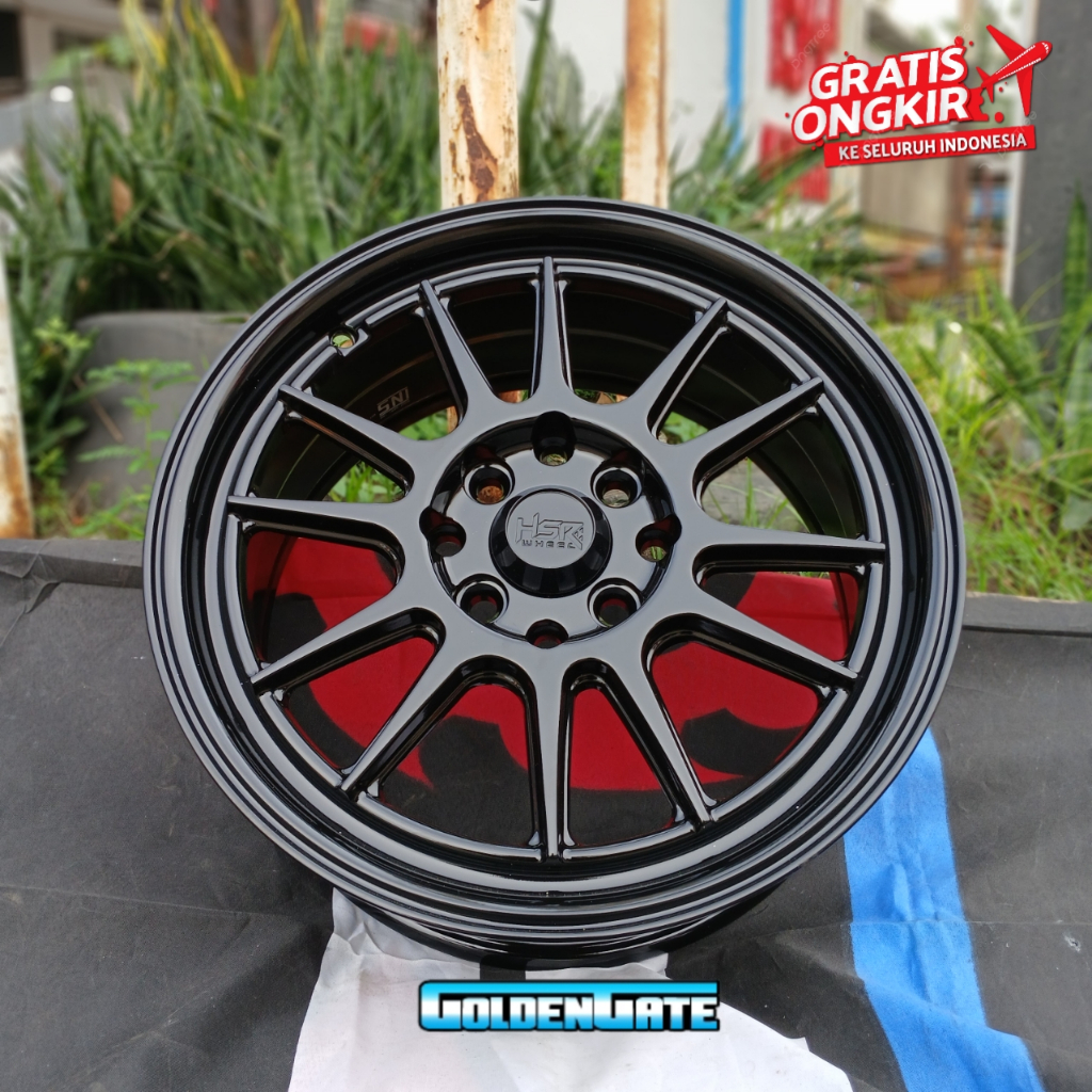 Jual Velg mobil r15 jari jari hsr ende lebar 6,5 double pcd et42 gloosy black untuk brio avanza ...