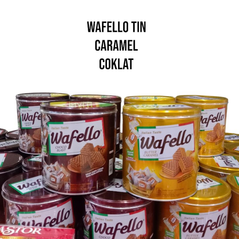 Jual Wafello kaleng rasa Coklat & Karamel wafer rasa karamel 228gr dan ...