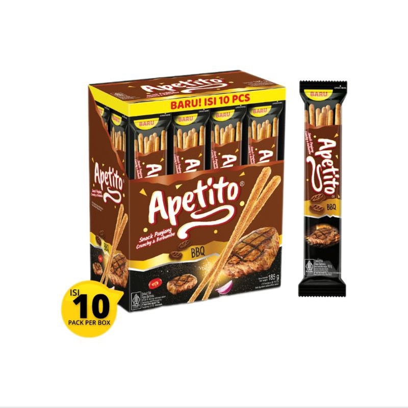 Jual Apetito Snack Panjang Crunchy & Berbumbu - BBQ (1 box/10 pcs ...