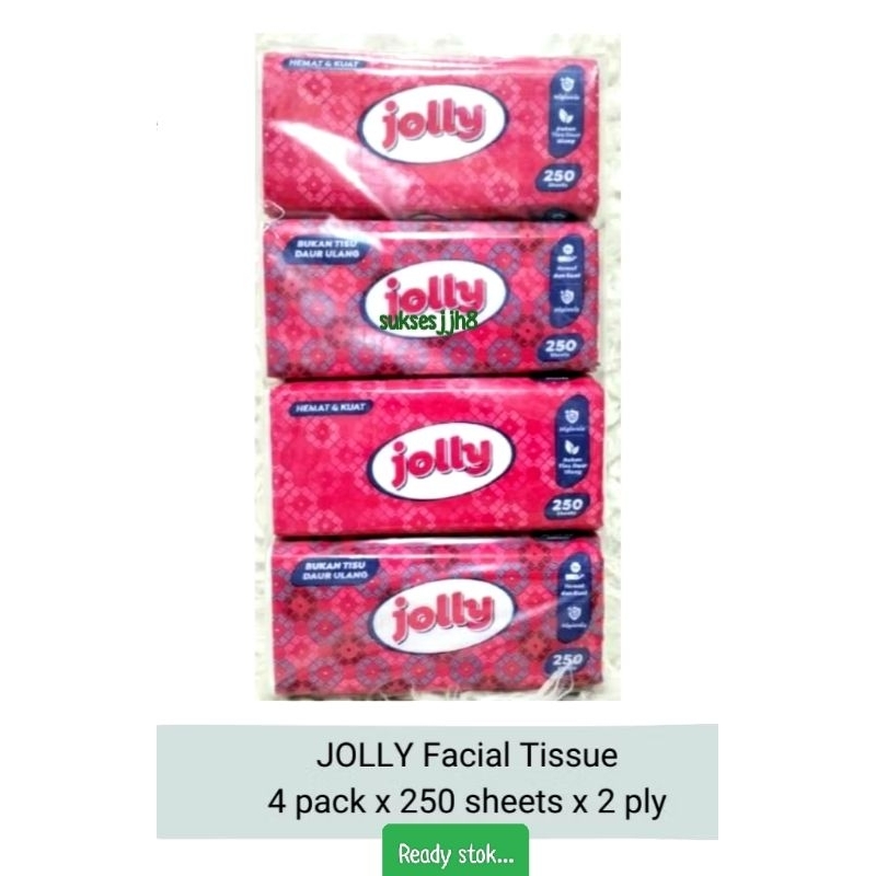 Jual Tissue facial jolly 250sheet/Tisu Jolly 250s (4 pcs x 250 Sheets 2 ...