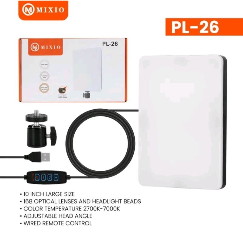 Jual MIXIO PL26 lampu foto LED Vidio light live streaming ringlight 10 ...