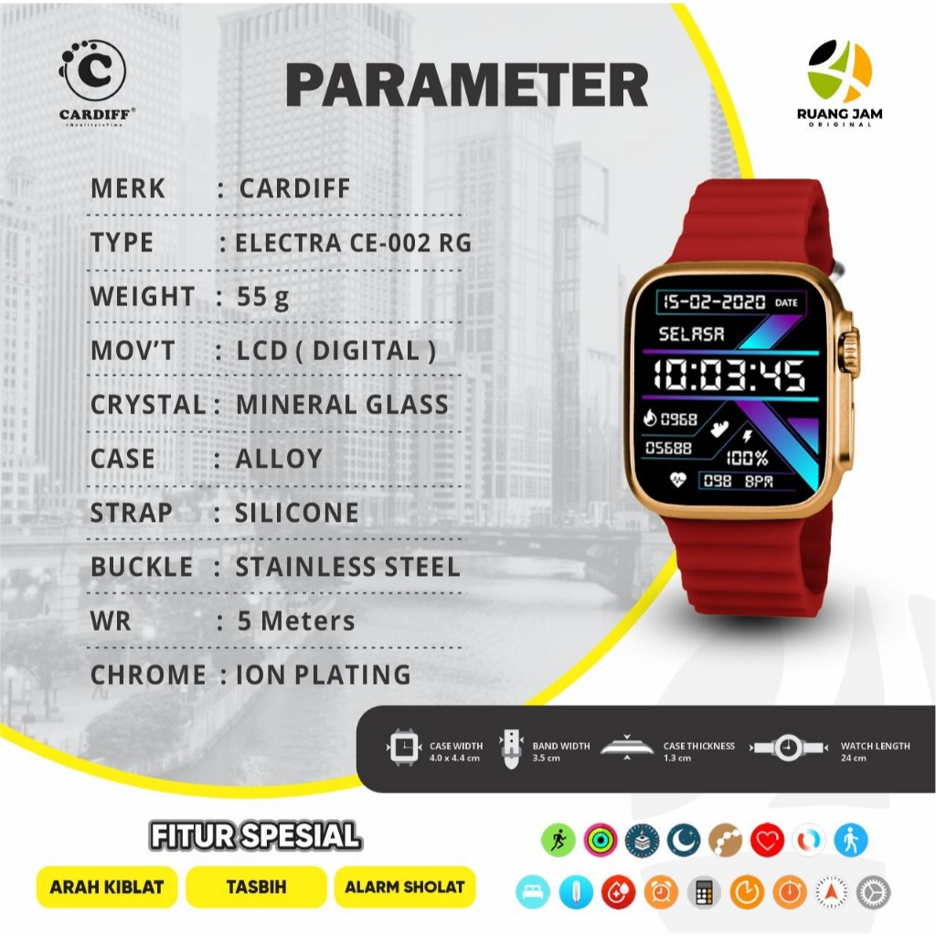 Jual Cardiff Watch Electra CE 002 Jam Smartwatch Unisex | Shopee Indonesia