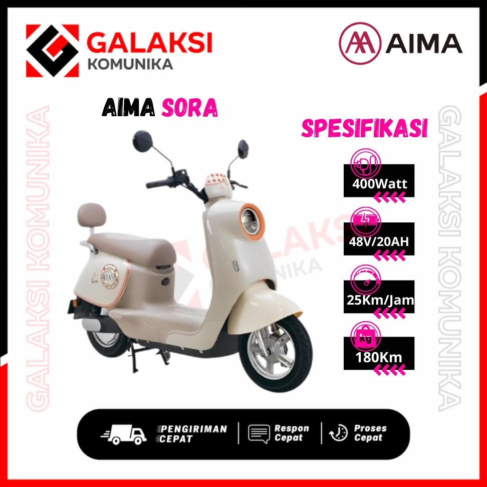 Jual AIMA Sora Sepeda Listrik 48V/20Ah dan 48V/12Ah, 400-700watt Peak Power Garansi Resmi ...