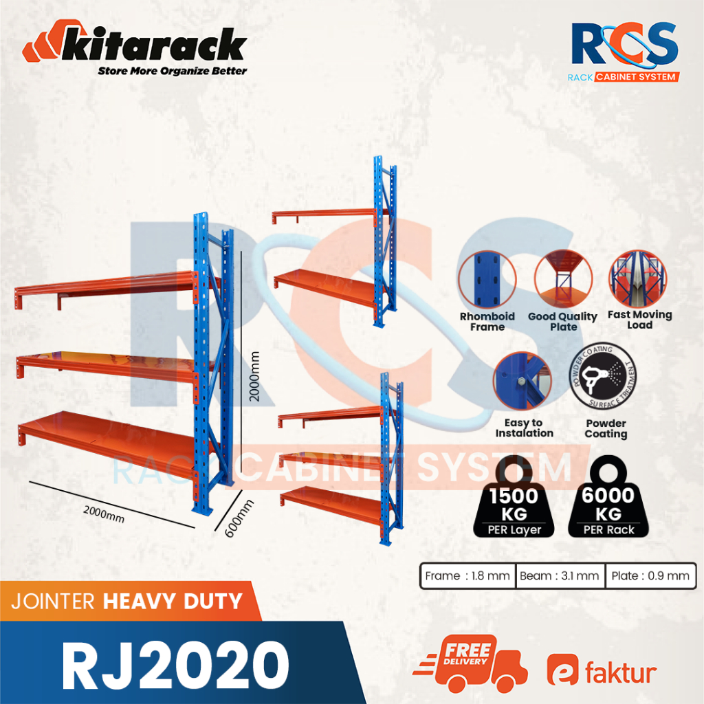 Jual KITARACK RJ2020 Warehouse Rack Heavy Duty 2 Meter Rak Gudang 1.5 ...