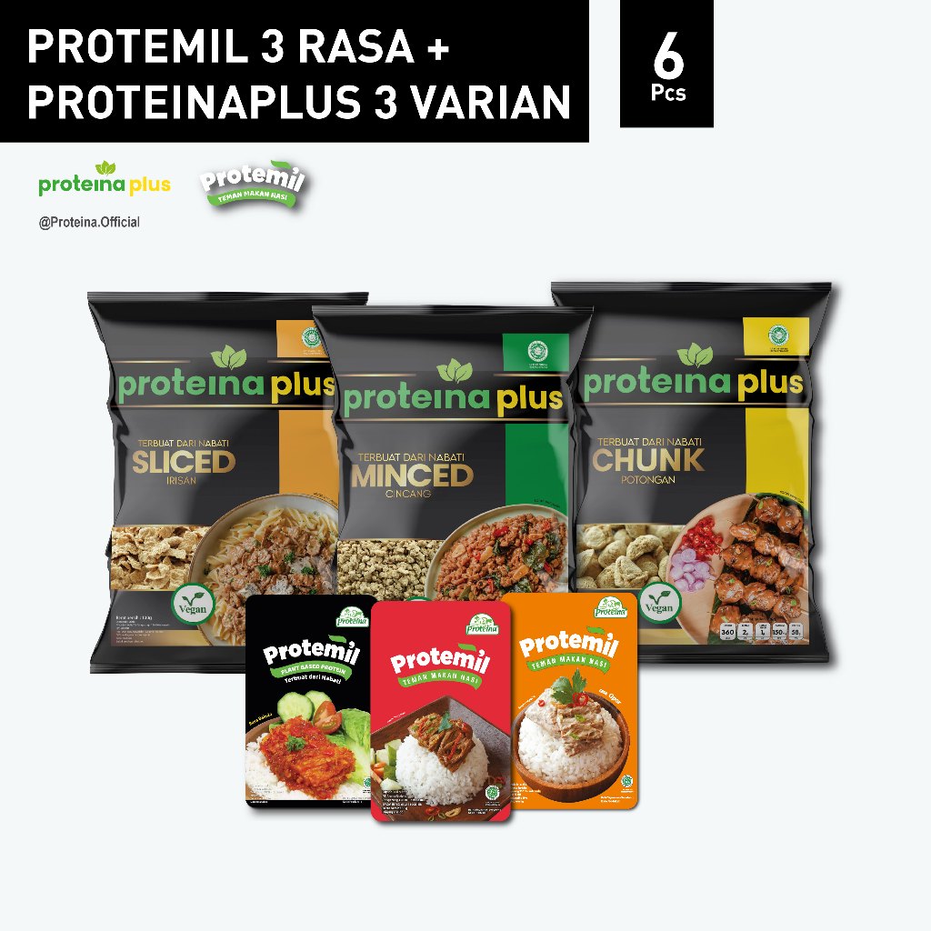 Jual Paket 3 Varian Proteina Plus + 3 Rasa Protemil / Protein Nabati ...