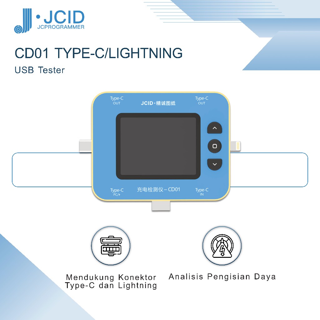 Jual PAKET CHARGING DETECTOR JCID CD01 TYPE-C/LIGHTNING + SCEMATIC JCID ...