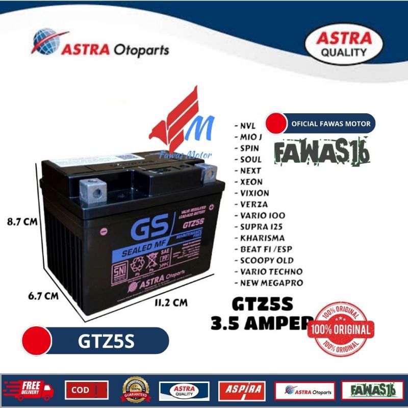 Jual aki gs beat gtz5s Astra Otoparts | Shopee Indonesia
