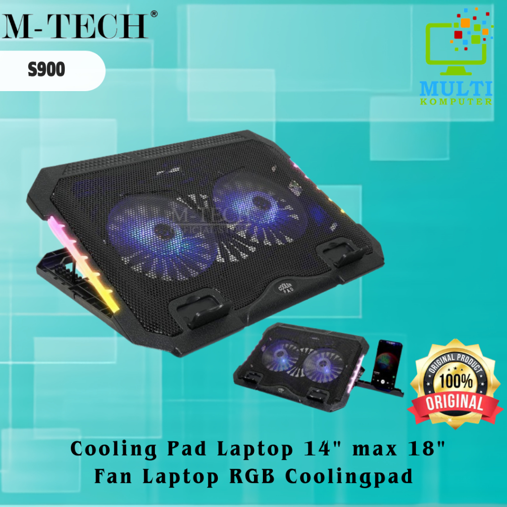 Jual MTech S900 Cooling Pad Laptop 14" max 18" Fan Laptop RGB Coolingpad - M-Tech | Shopee Indonesia