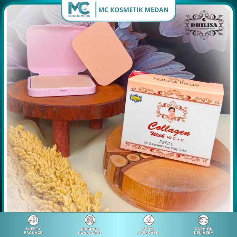 Jual DHILISA- Refill UV Sunscreen Two Way Cake Collagen With Vit C + E ...