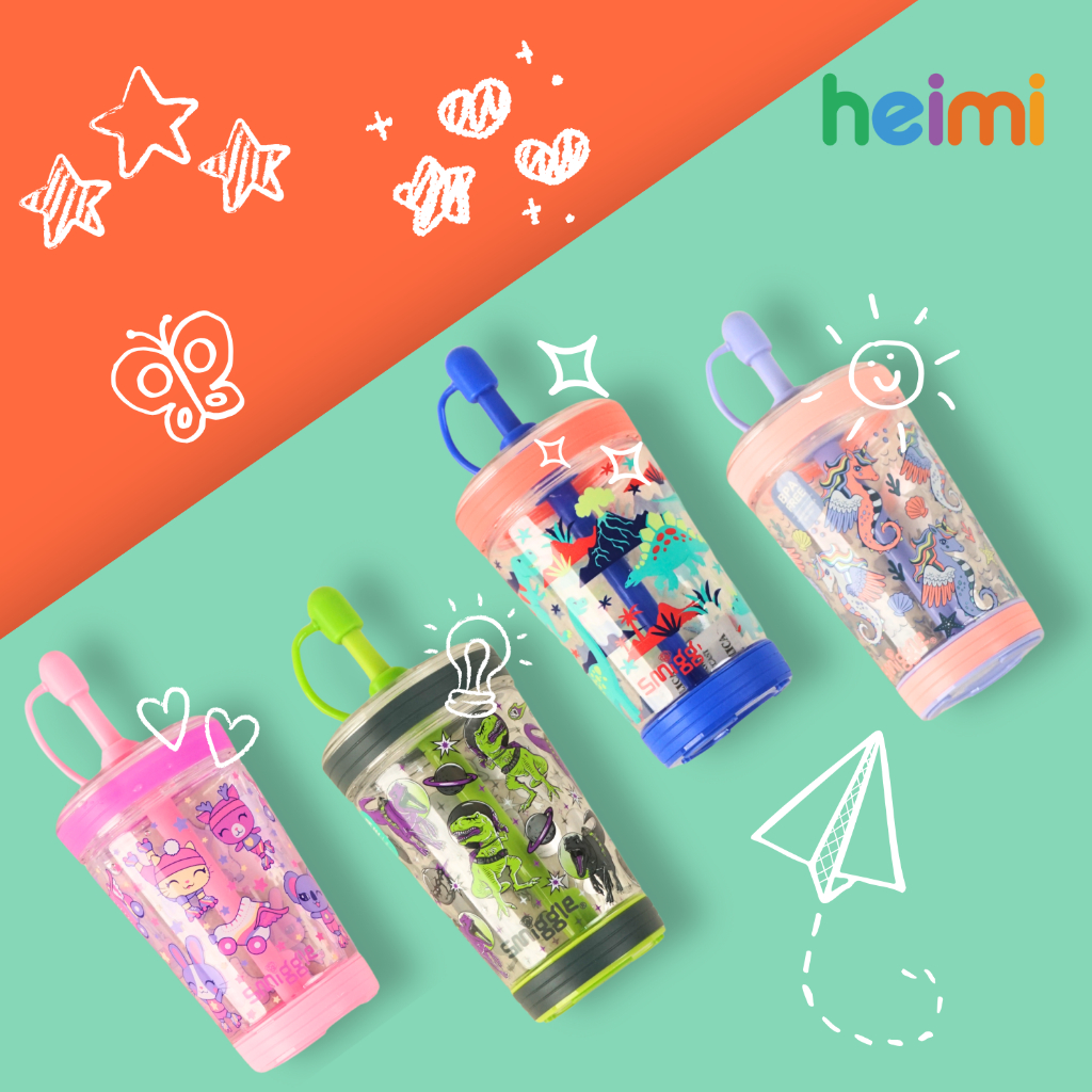 Jual SMIGGLE Botol Air Minum Anak Sedotan Dengan Tutupan Silicone 480ml ...