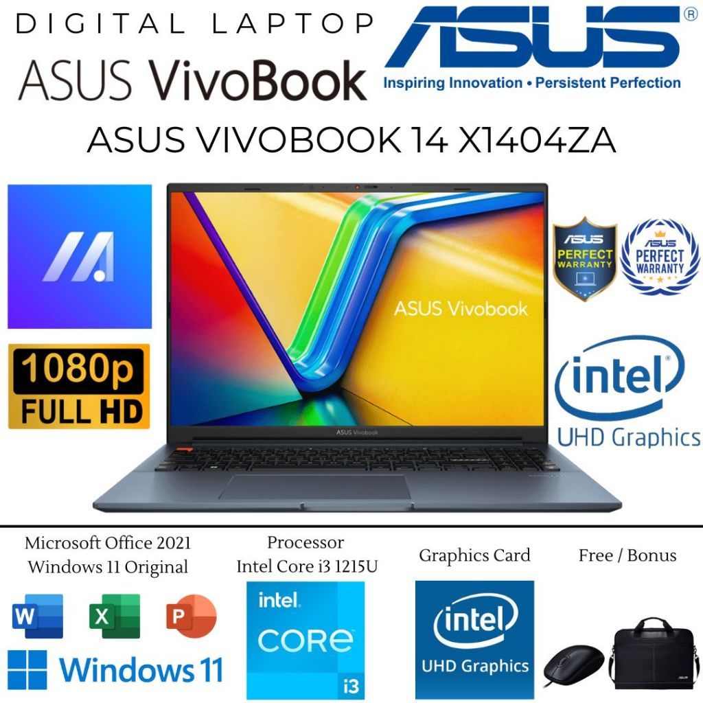 Jual Laptop Baru Asus Vivobook X1404ZA Intel Core i3 1215U Ram 24GB ...