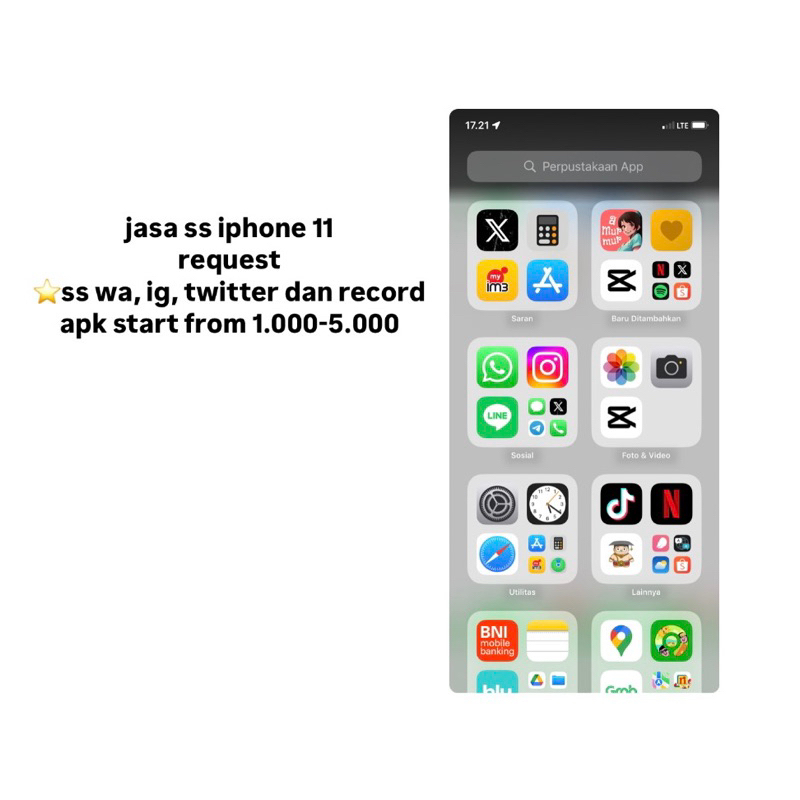 Jual jasa ss aplikasi (iphone 11, bisa req) | Shopee Indonesia