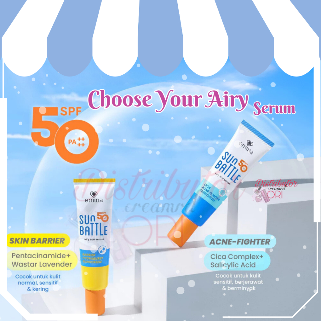 Jual Emina Sun Battle Spf 50 Pa++++ Barrier Hydraburst & Cica Acne Fighter / Sunscreen Wajah ...